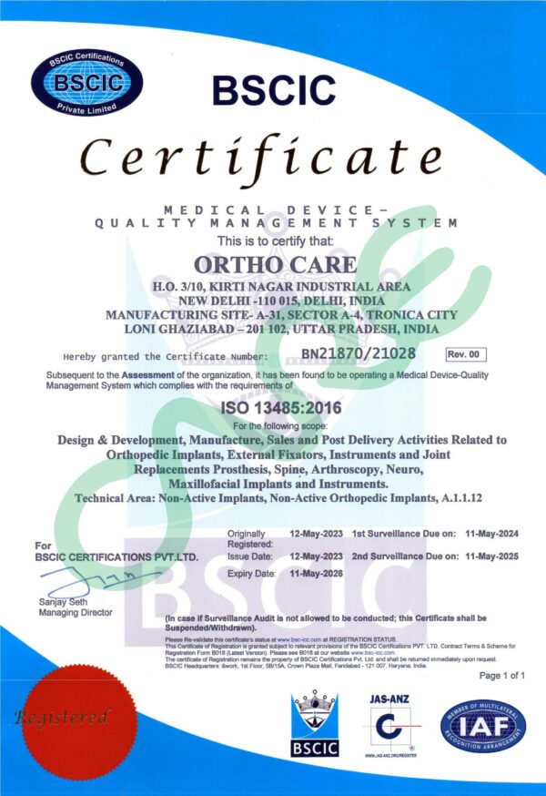 Certificates - ORTHO CARE